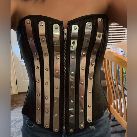Hand Crafted | Tops | Of A Kind Black Leather Handmade Corset With ...